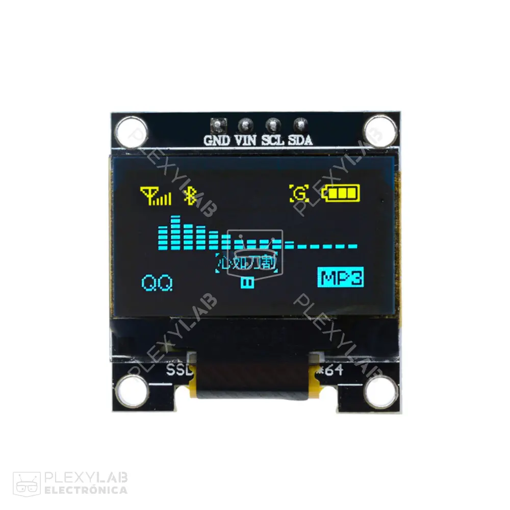 Pantalla LCD OLED SSD1306 I2C de 128x64 y 0.96", color amarillo y azul ...